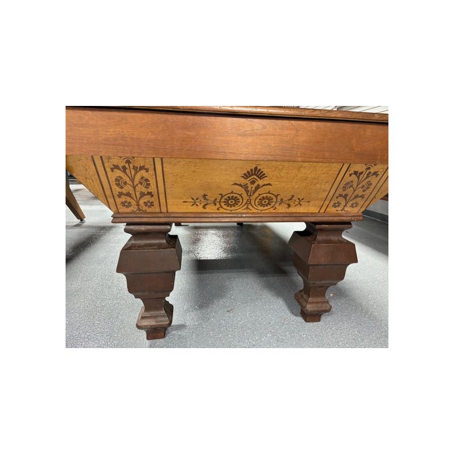 Antique Brunswick Balke Billiards Co. 8 foot natural quarried 1 inch ...