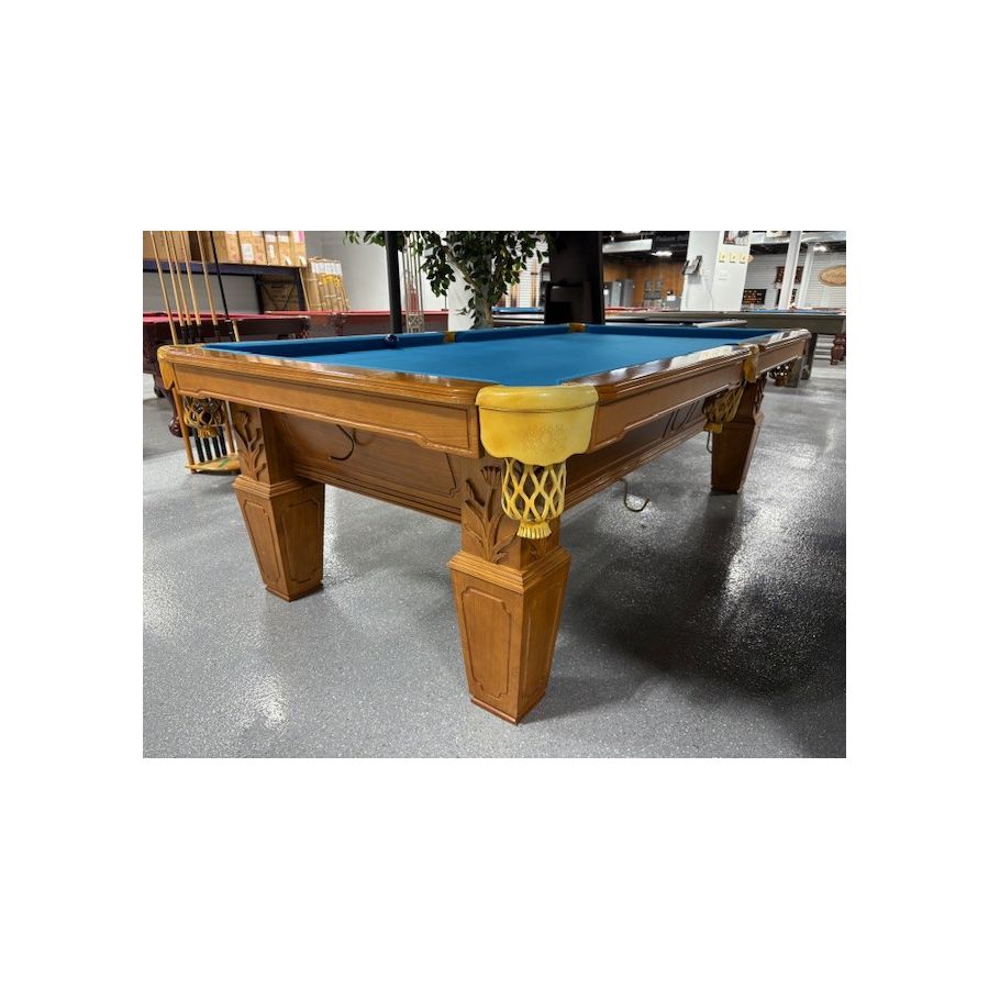 Medium Oak finish 8 foot natural quarried 1 inch slate used pool table ...